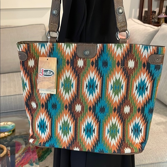 Justin Boots | Bags | Justin Boots Southwestern Tote With Concealed ...